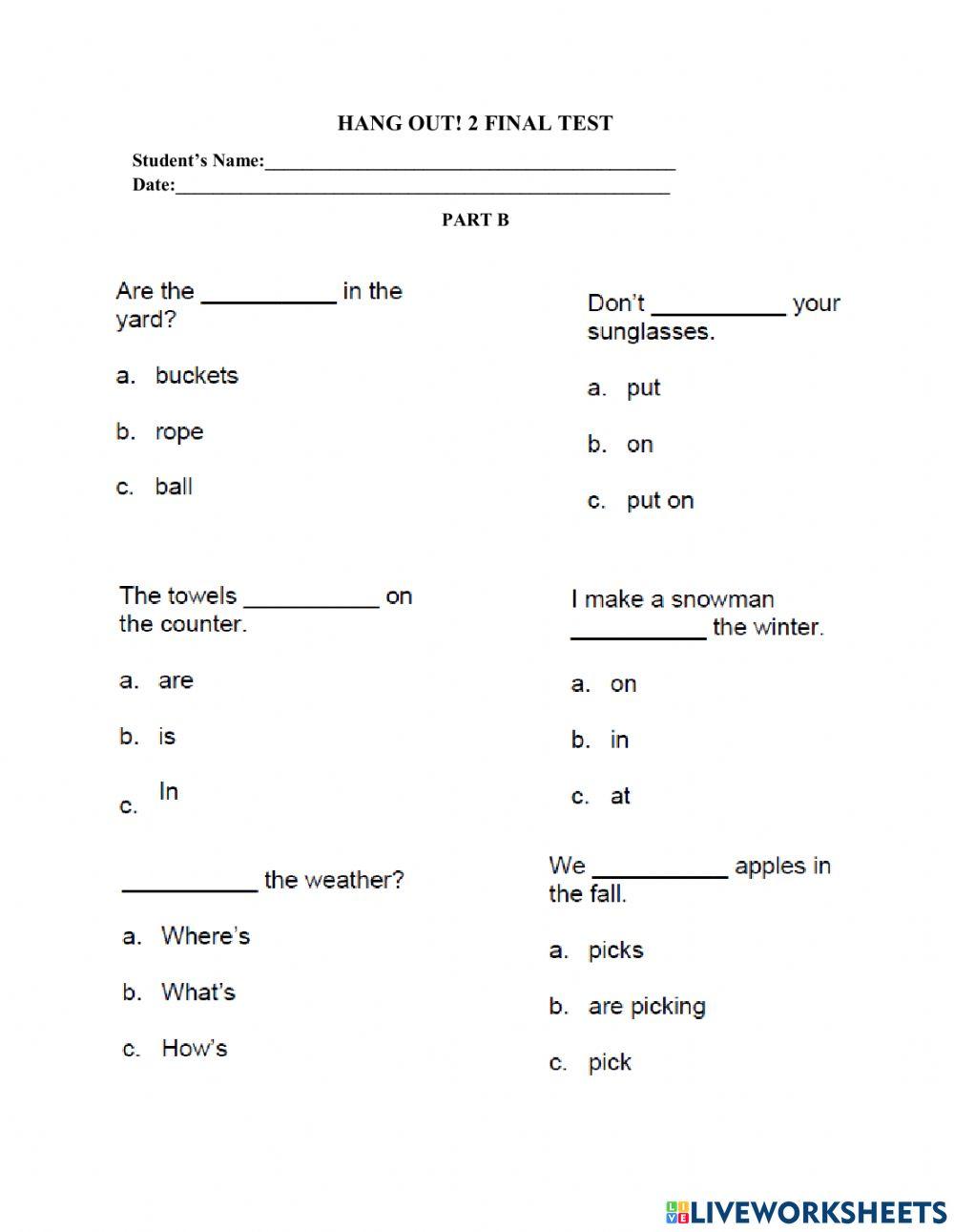 HANG OUT 2! FIN… | Free Interactive Worksheets | 5184752