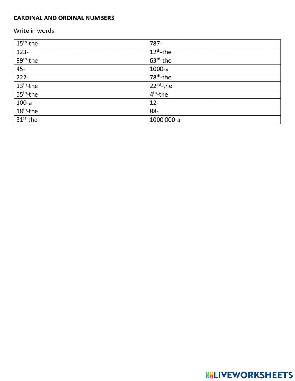 Cardinal And Ordinal Numbers Online Exercise Live Worksheets cardinal-and-ordinal-numbers-online-exercise-live-worksheets