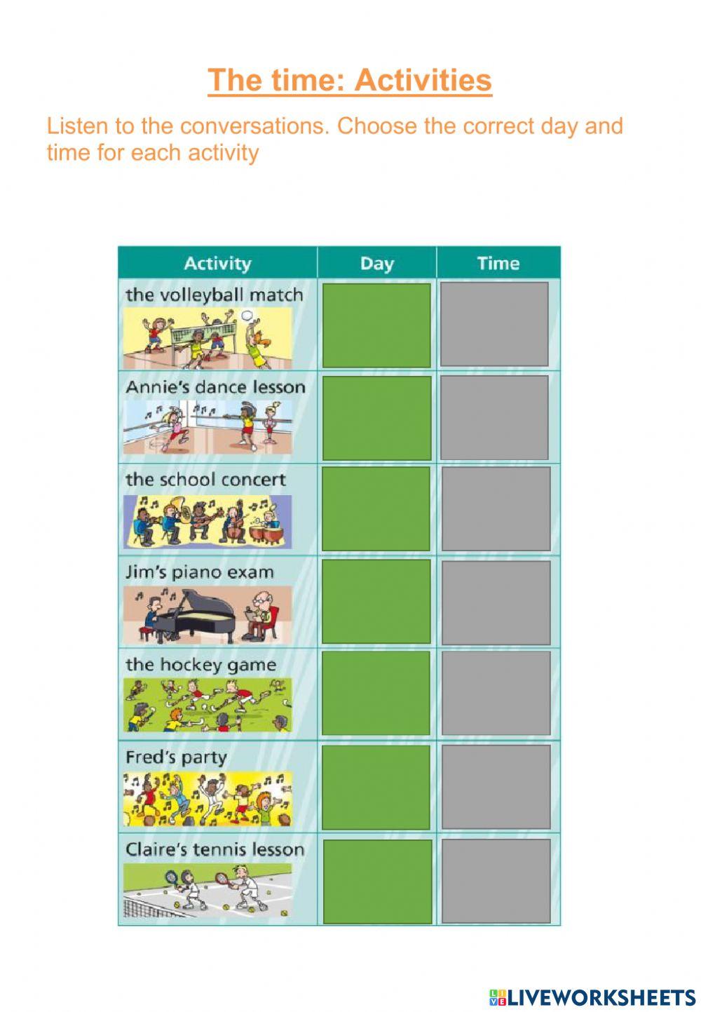 The time-Projec… | Free Interactive Worksheets | 1457904