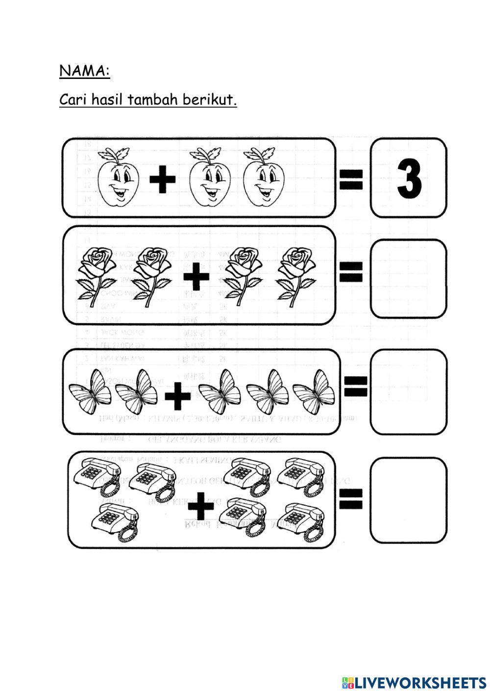SOALAN MATEMATIK TAHUN 1 online exercise for | Live Worksheets