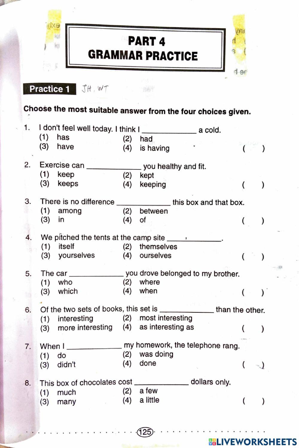 P5 Grammar MCQ 1 online exercise for | Live Worksheets
