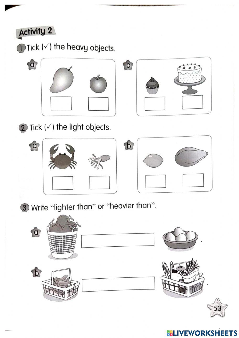 Mass of Objects | Cikgu_nhung | Live Worksheets