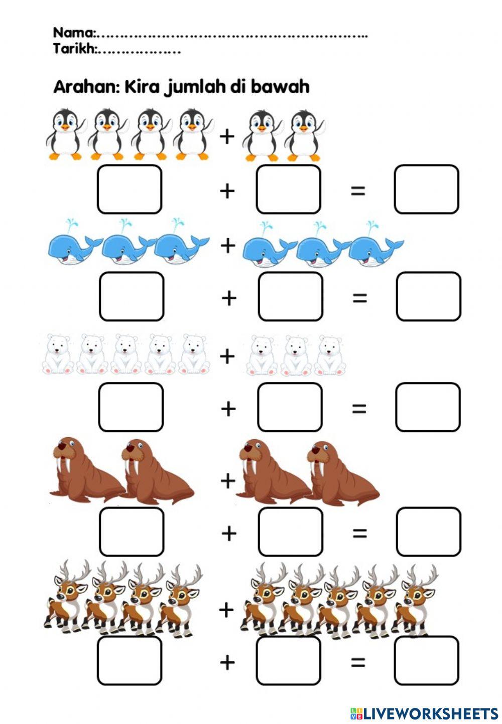 Hasil tambah online activity | Live Worksheets
