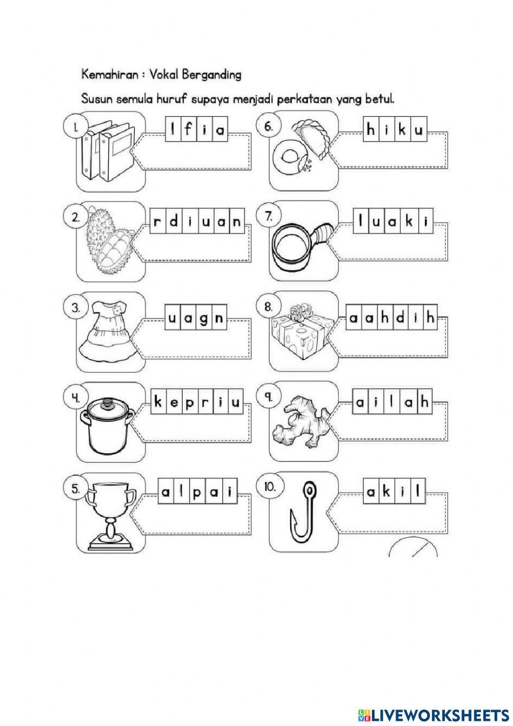 Vokal Berganding | Free Interactive Worksheets | 1459141