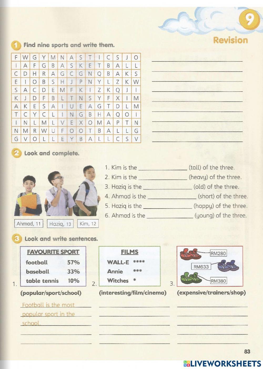 M9: Revision worksheet | Live Worksheets