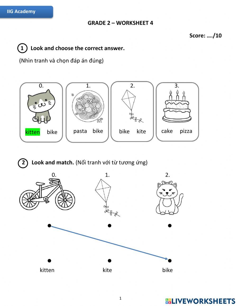 IIG-Grade 2-Worksheet 4 worksheet | Live Worksheets