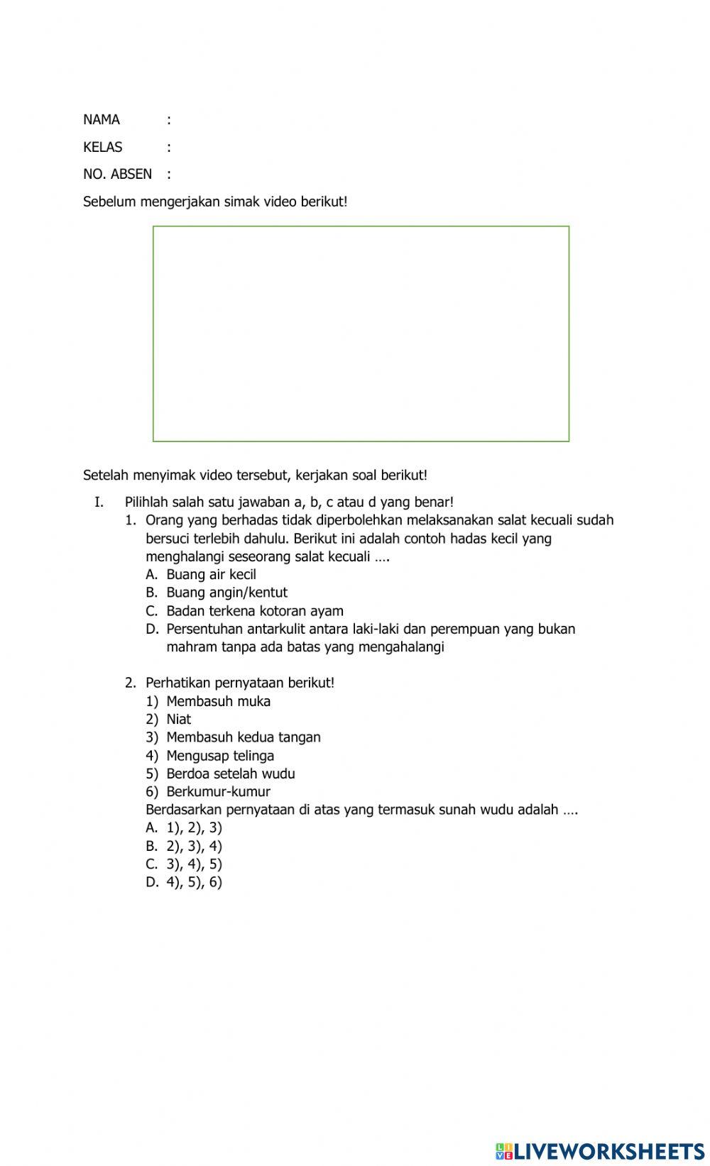 Kls4 BERSUCI DARI HADAS worksheet | Live Worksheets