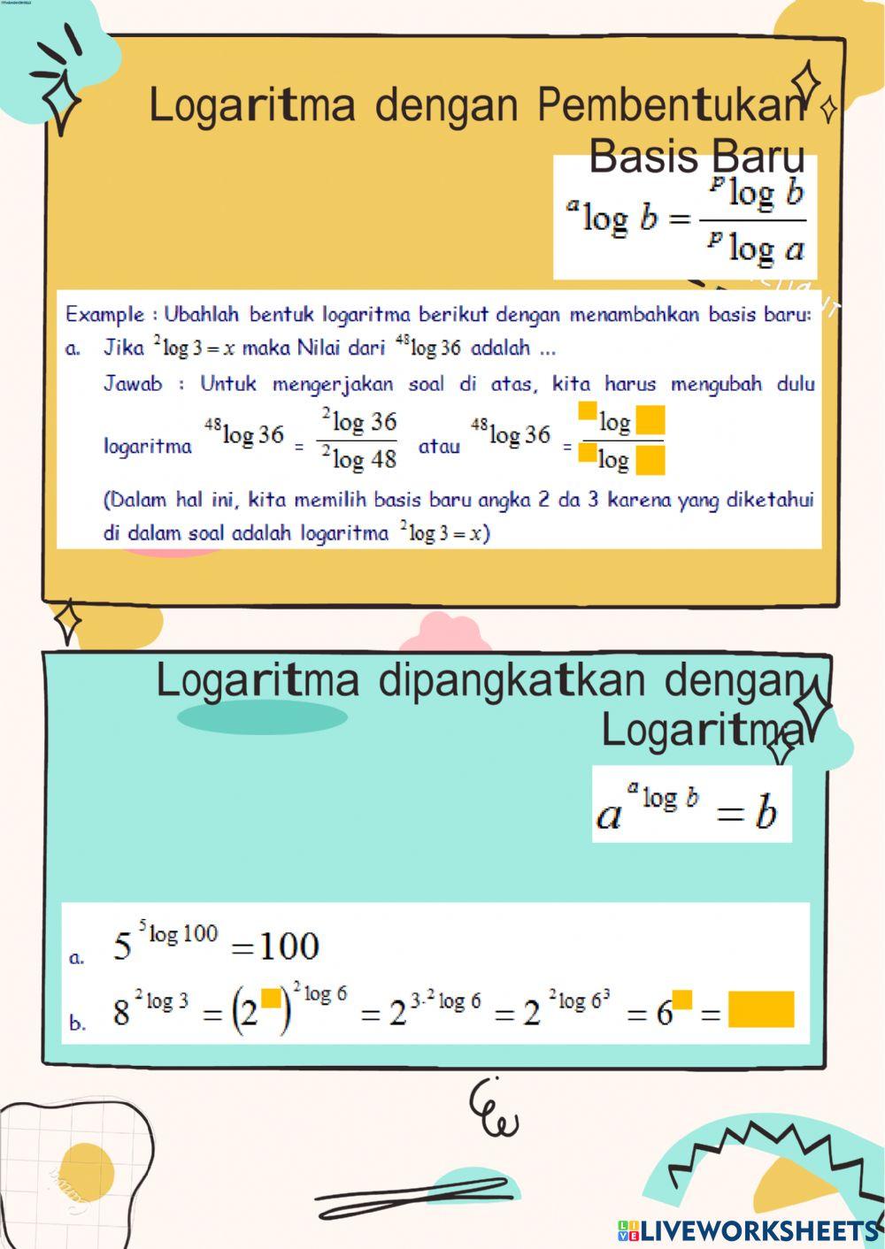 Logaritma 1 | Free Interactive Worksheets | 1460335