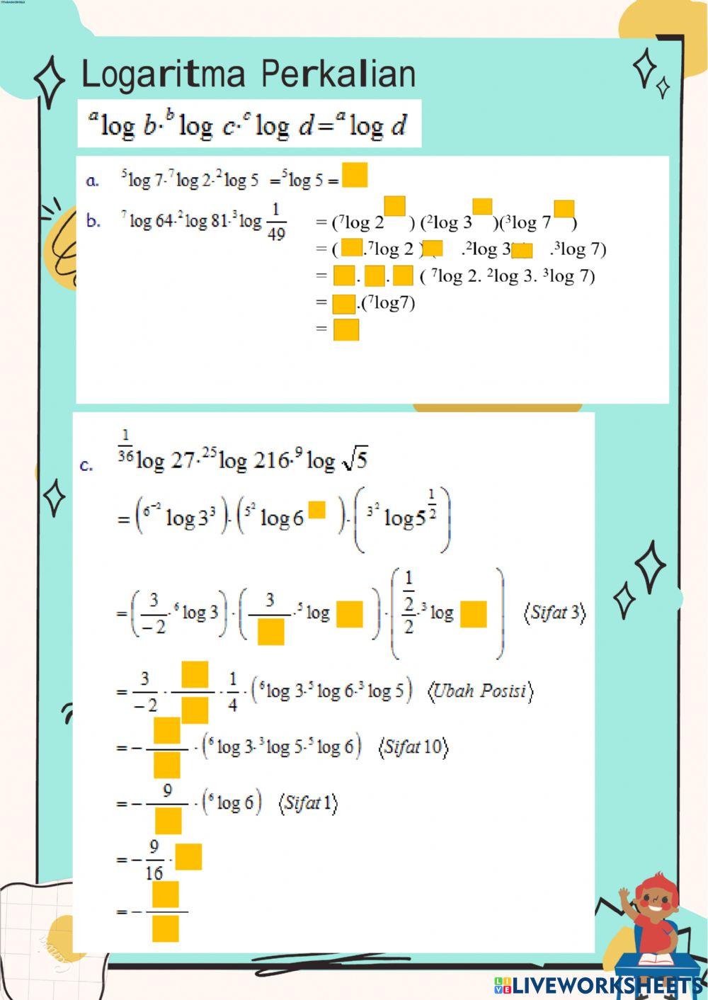 Logaritma 1 | Free Interactive Worksheets | 1460335