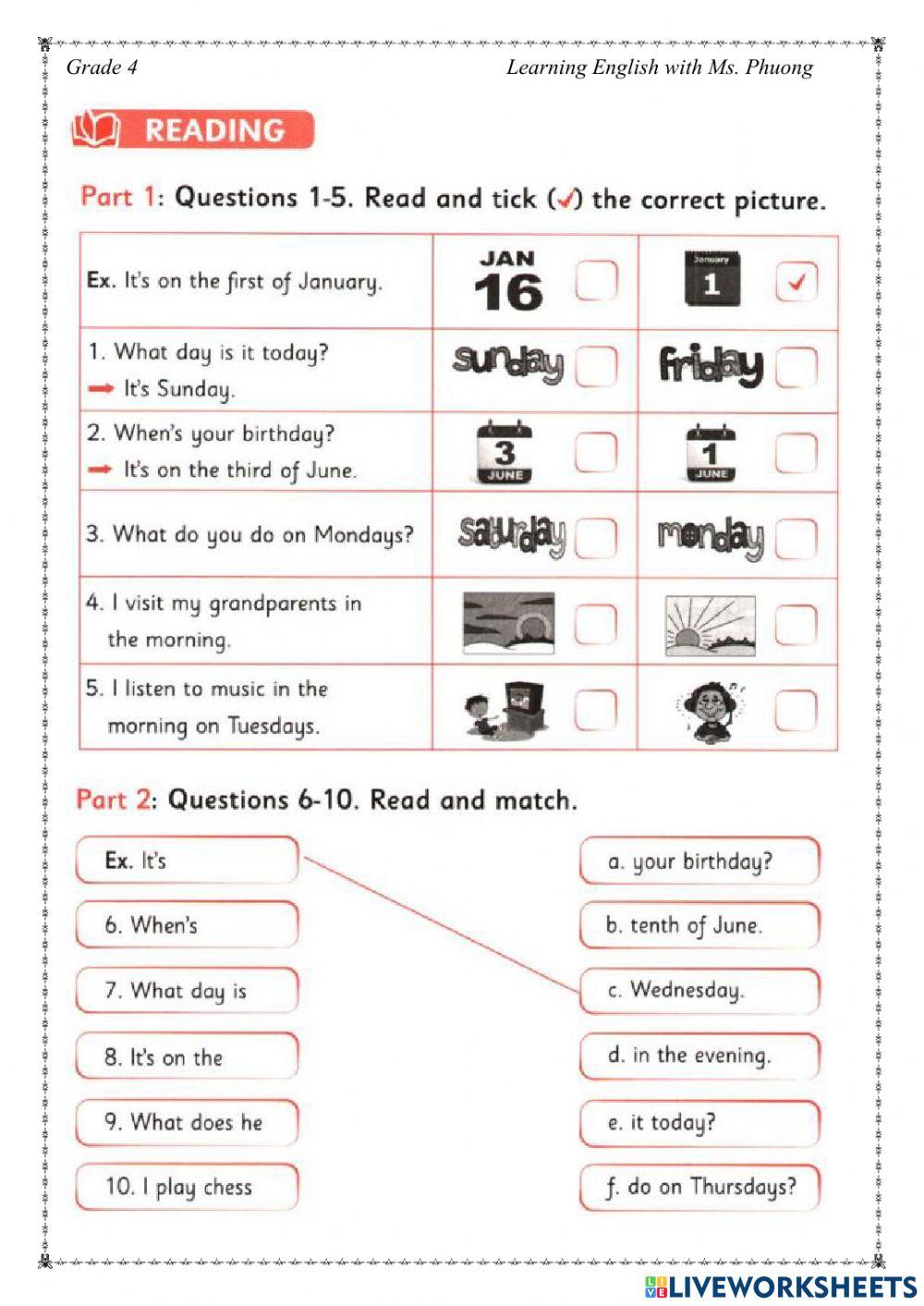 English 4 online worksheet | Live Worksheets