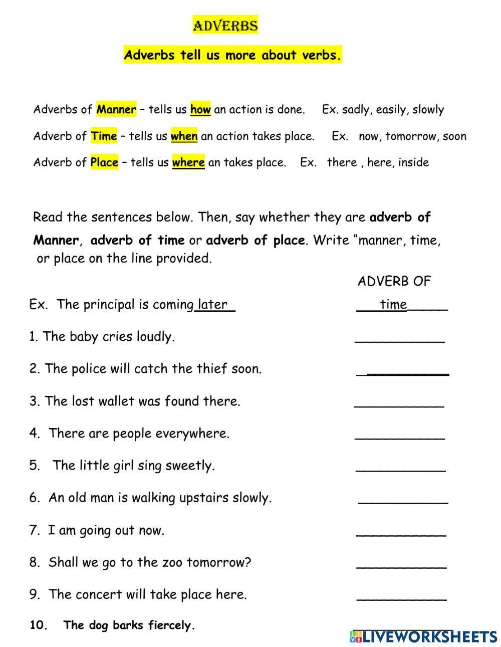 1461621 | Adverbs | Lerma Madlanbayan | LiveWorksheets
