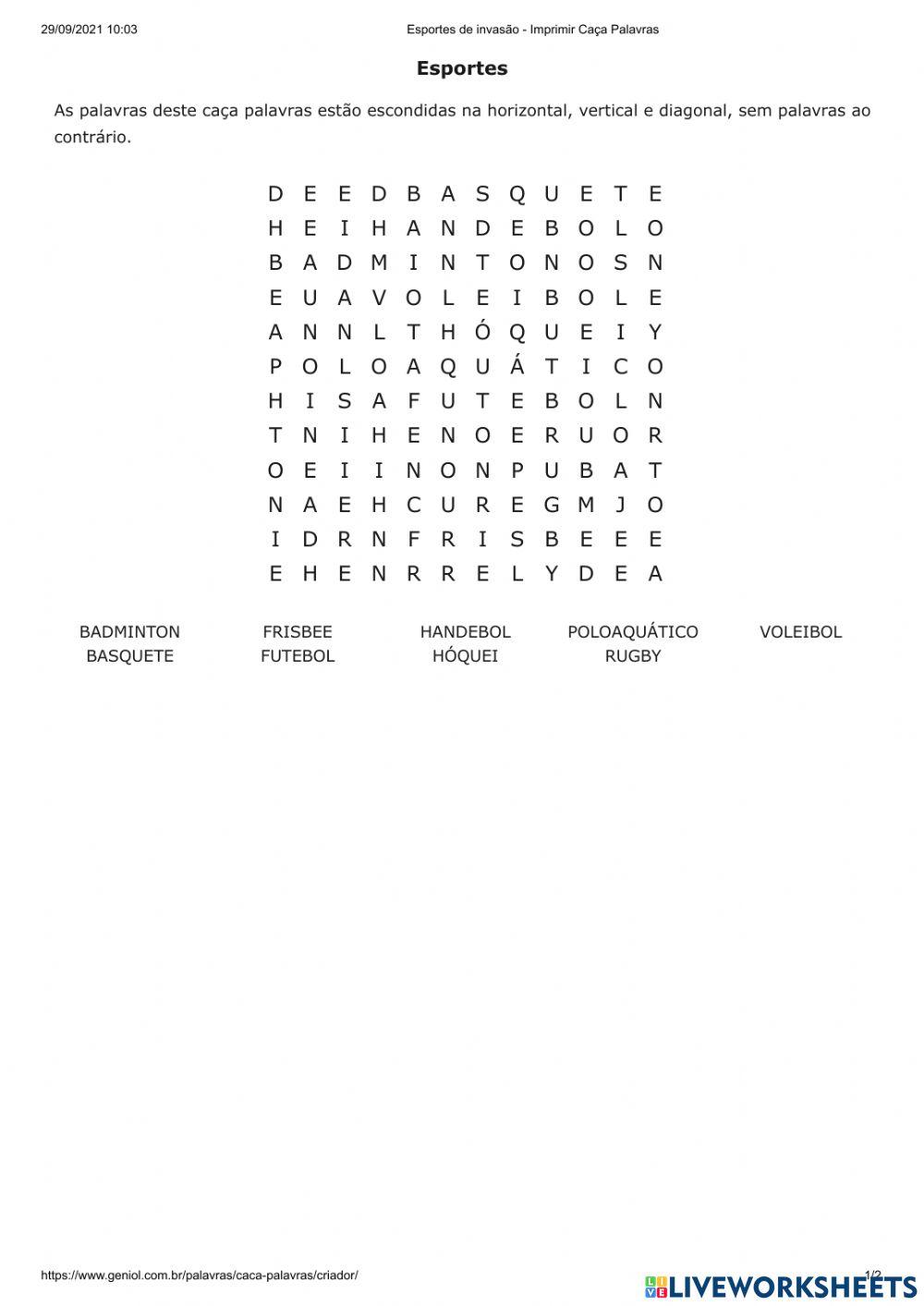 Esportes interactive exercise for ,,, | Live Worksheets