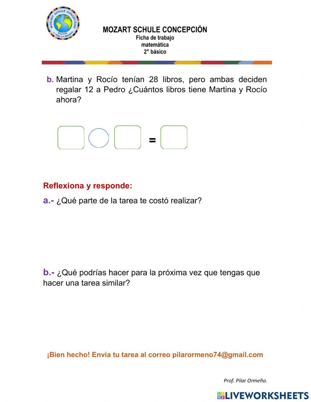 Adición y sustracción algoritmo horizontal. worksheet | Live Worksheets