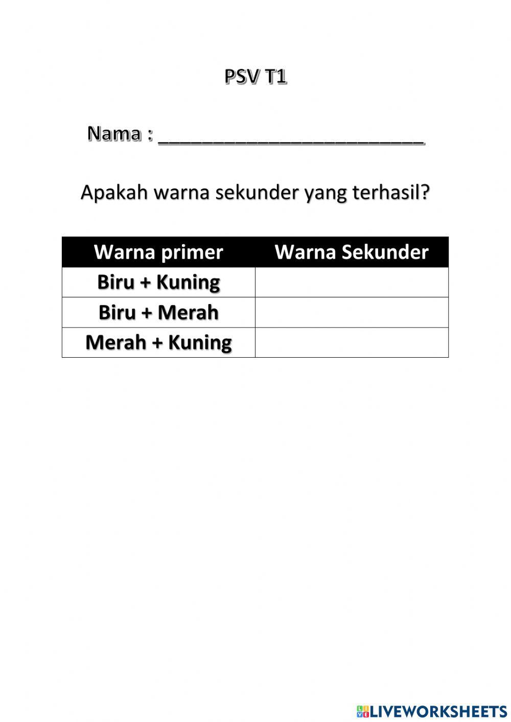 Psv t1 exercise | Live Worksheets