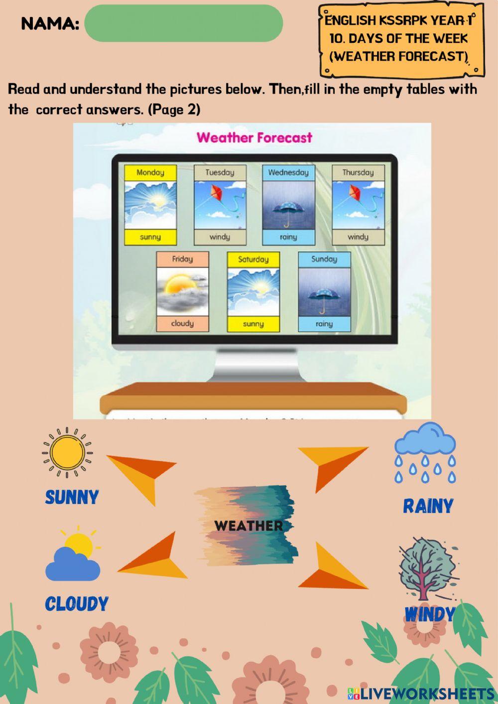 1462834 | Weather Forecast | hasni6722 | LiveWorksheets