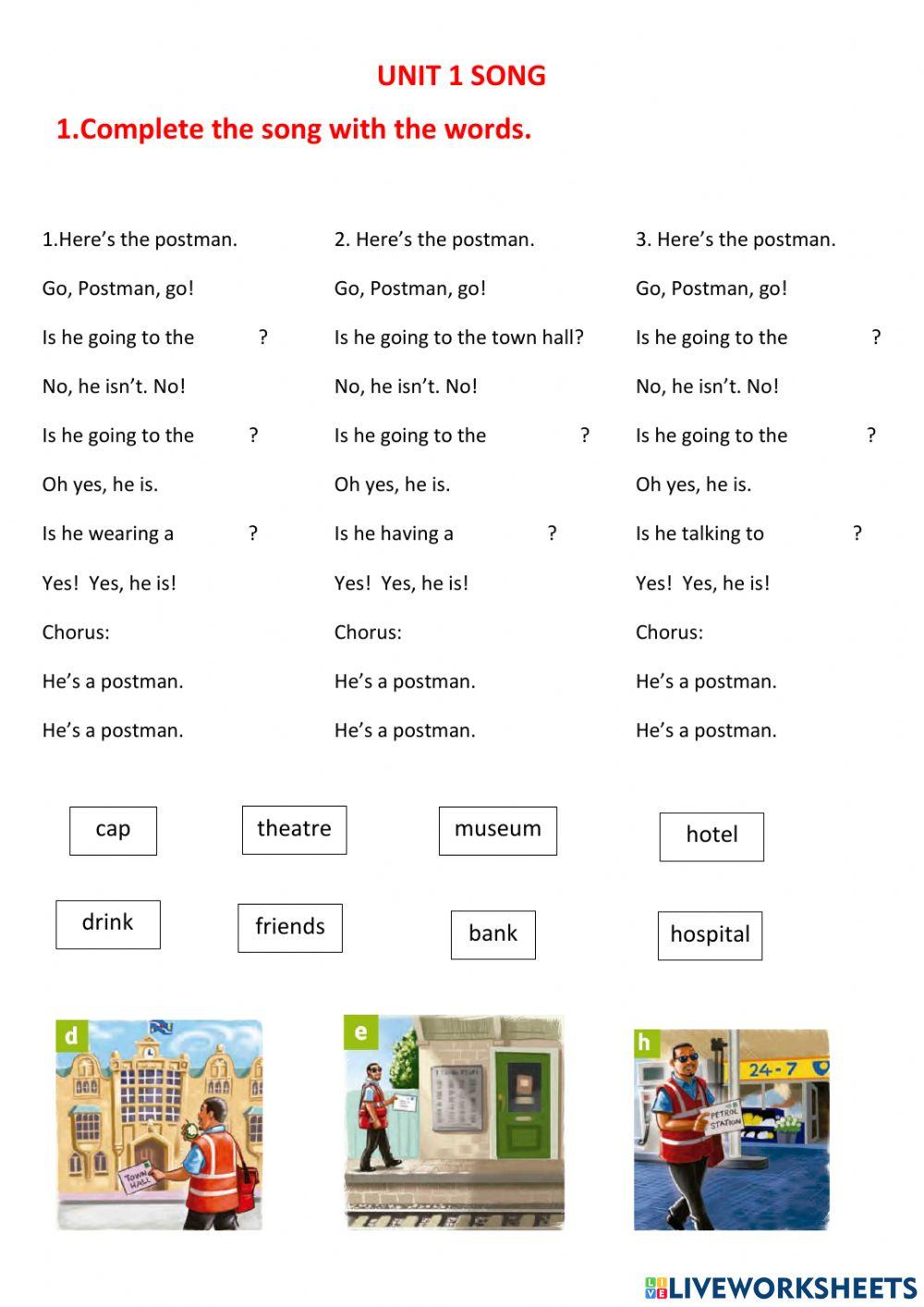 Rooftops 4 unit 1 song interactive worksheet | Live Worksheets