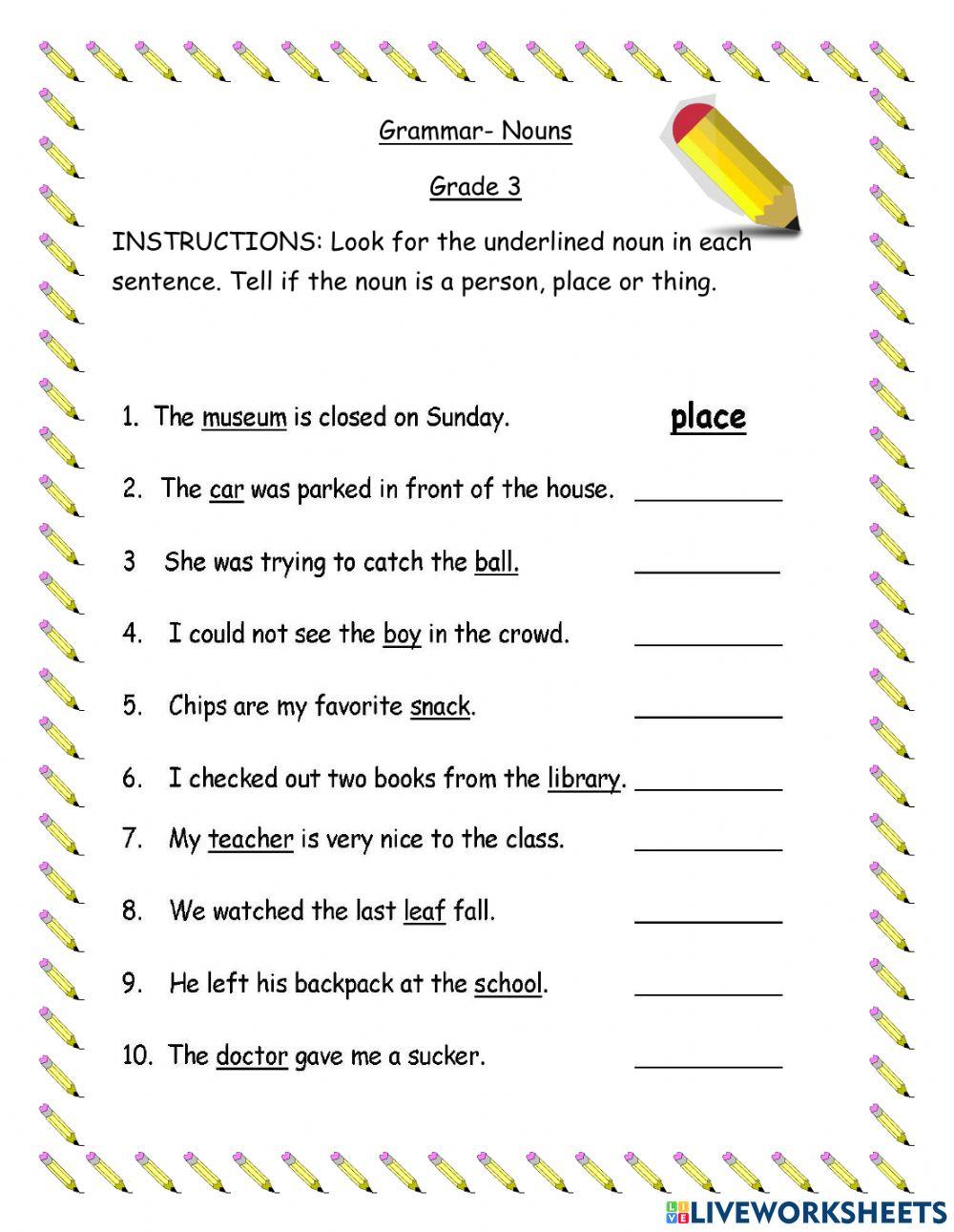 Nouns online exercise for 3 | Live Worksheets