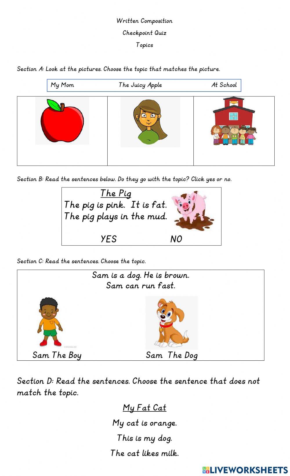 What is a topic worksheet | Live Worksheets
