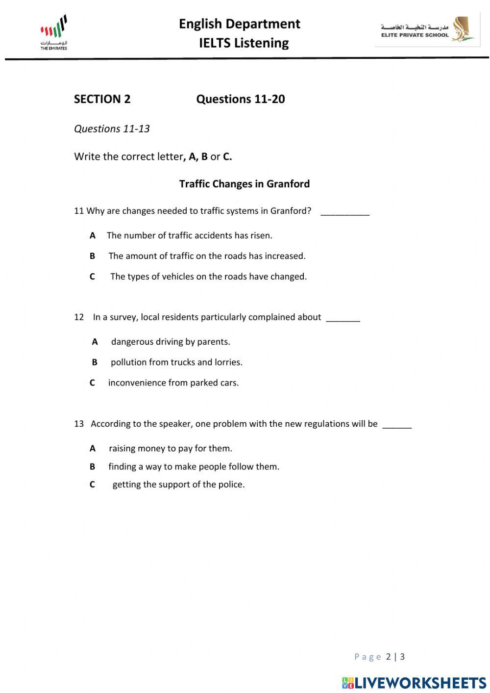 IELTS Listening interactive exercise for Grade 12 | Live Worksheets