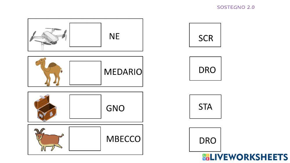 Suoni difficili exercise for primaria | Live Worksheets