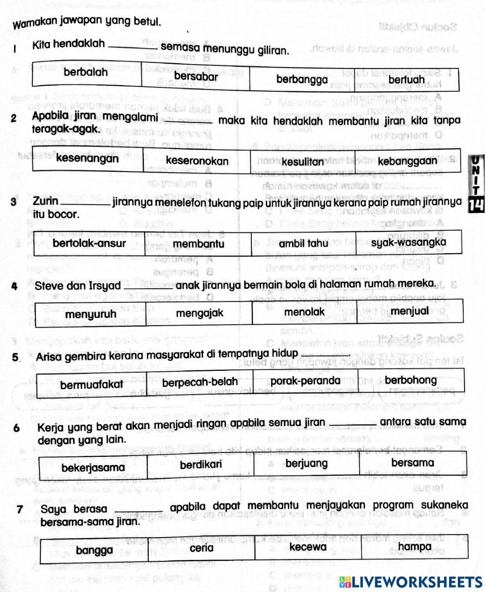 Unit 14 Toleransi 1 worksheet | Live Worksheets