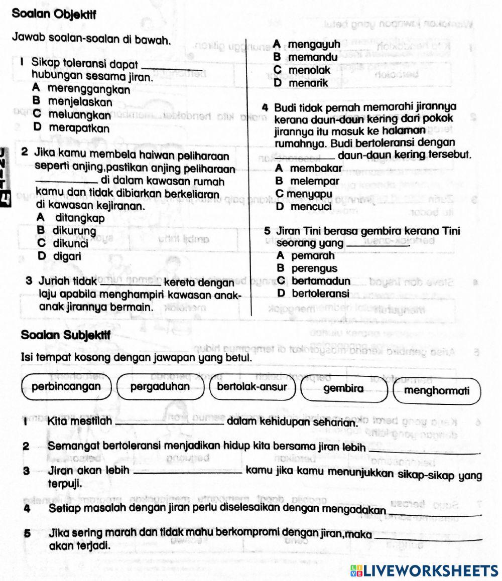 Unit 14 Toleransi 1 worksheet | Live Worksheets