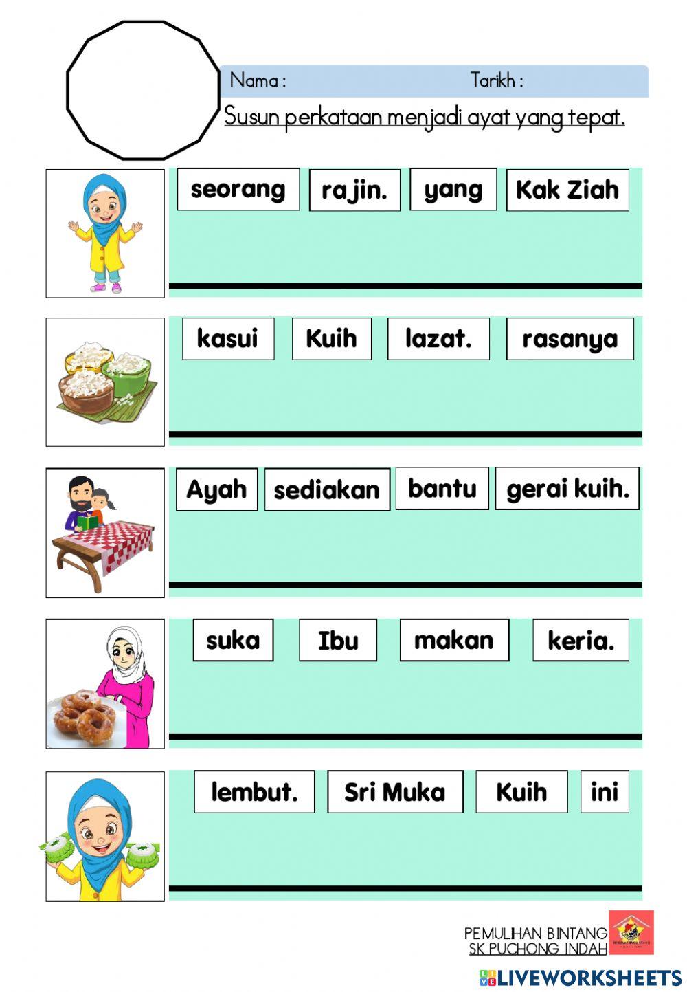 Vokal Berganding online pdf worksheet | Live Worksheets