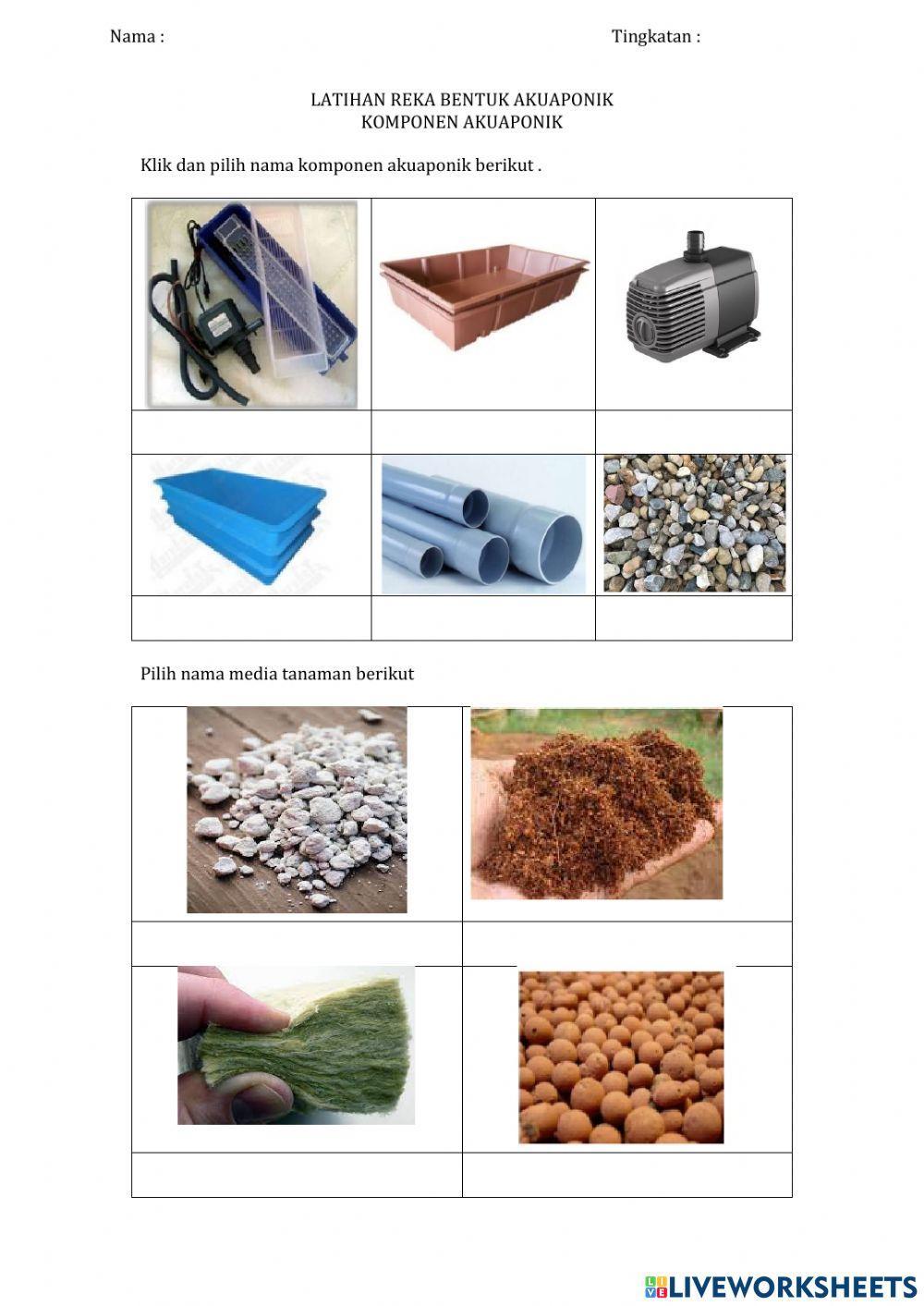 Komponen akuaponik worksheet | Live Worksheets