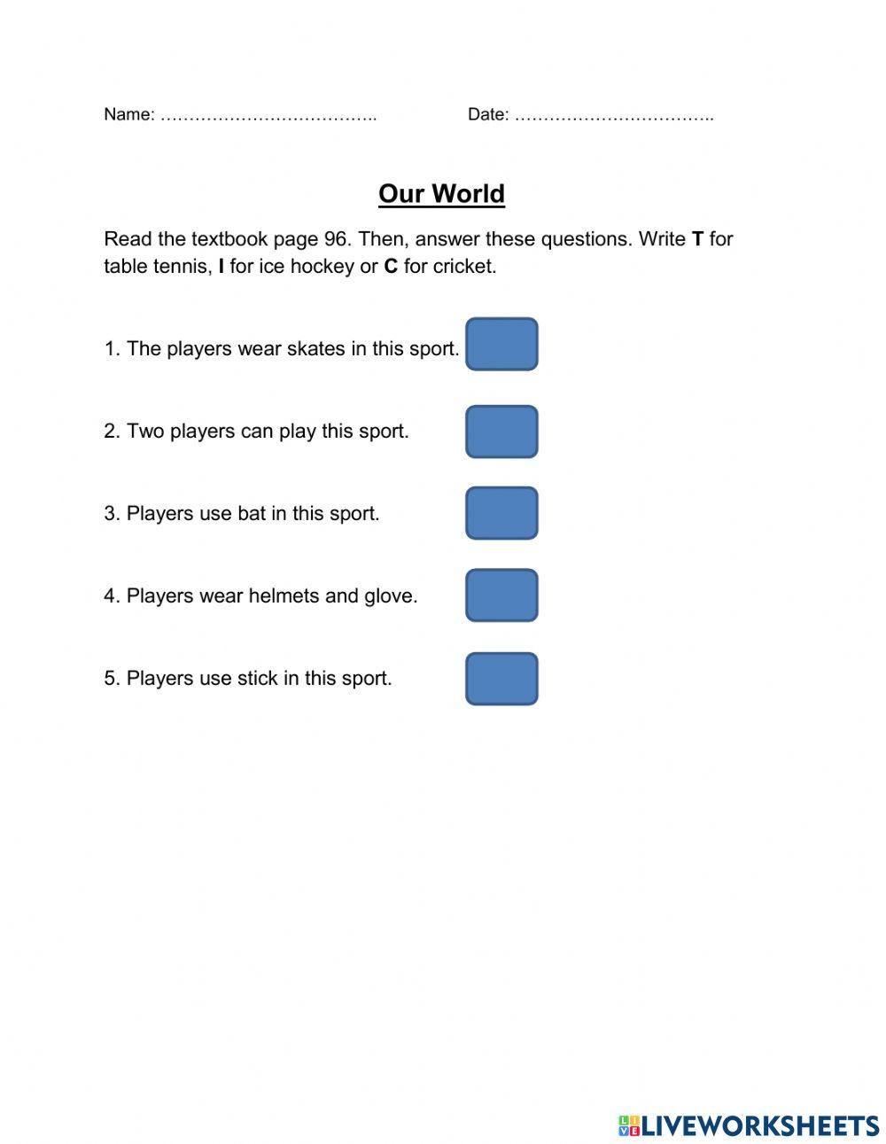 Our World online pdf worksheet for 4 | Live Worksheets