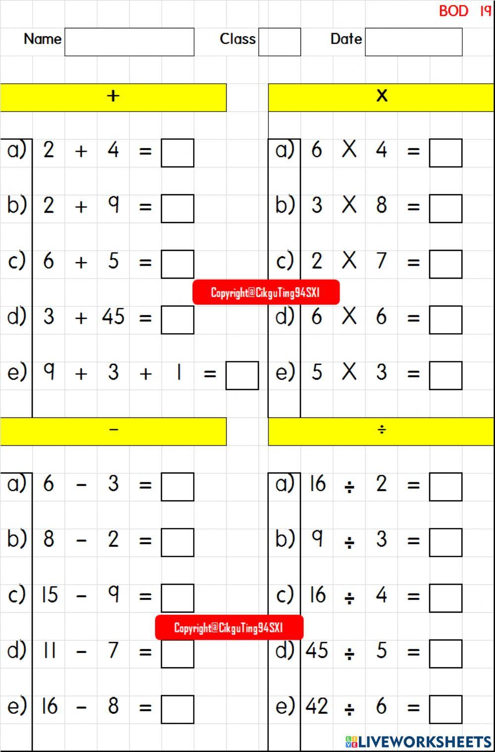 Bod 19 worksheet | Live Worksheets