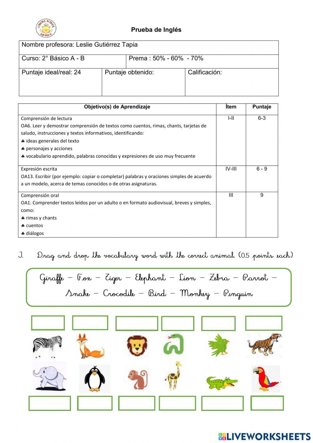 At the zoo online worksheet for 2nd grade | Live Worksheets