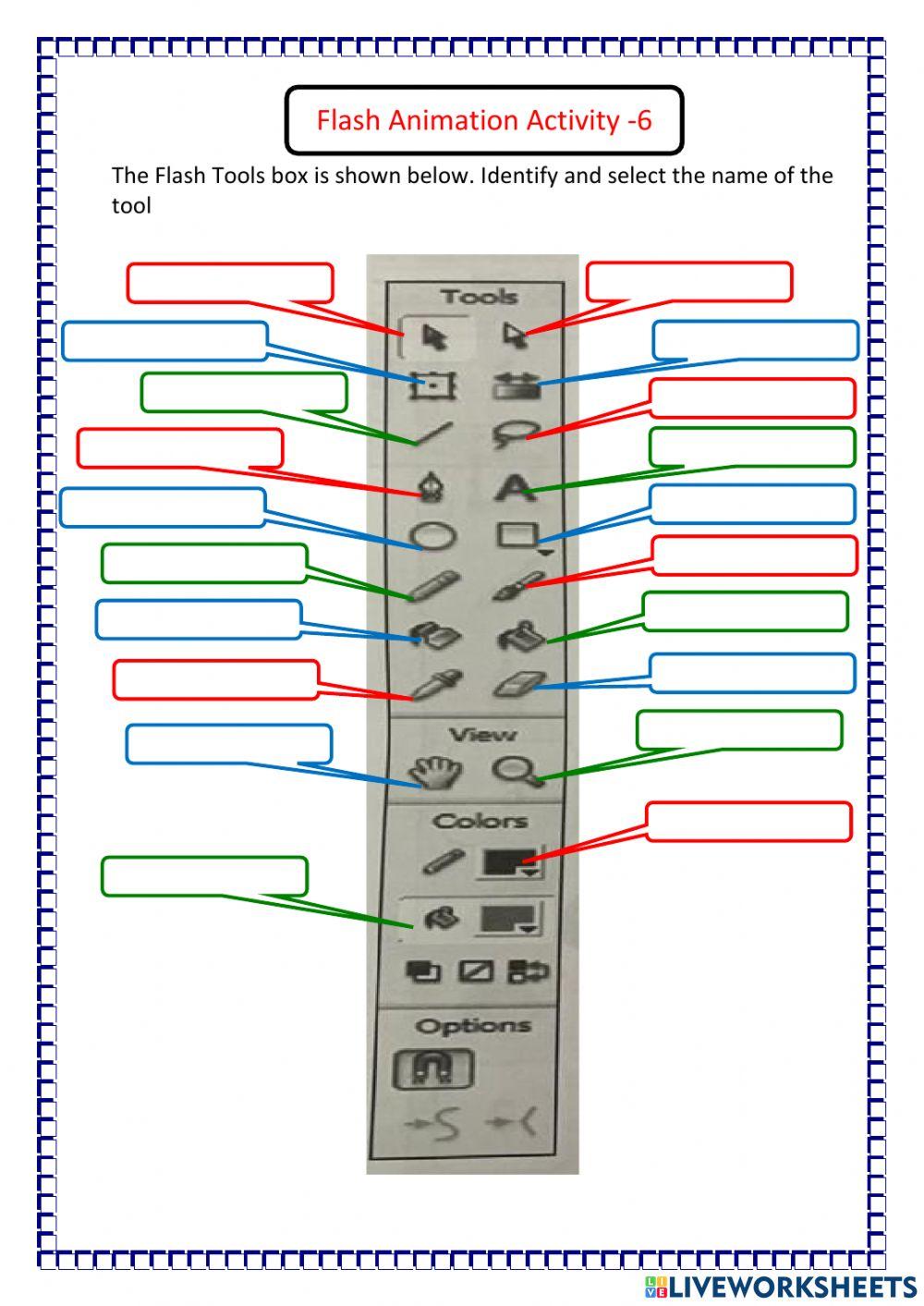 Flash Tool box and window screen worksheet | Live Worksheets