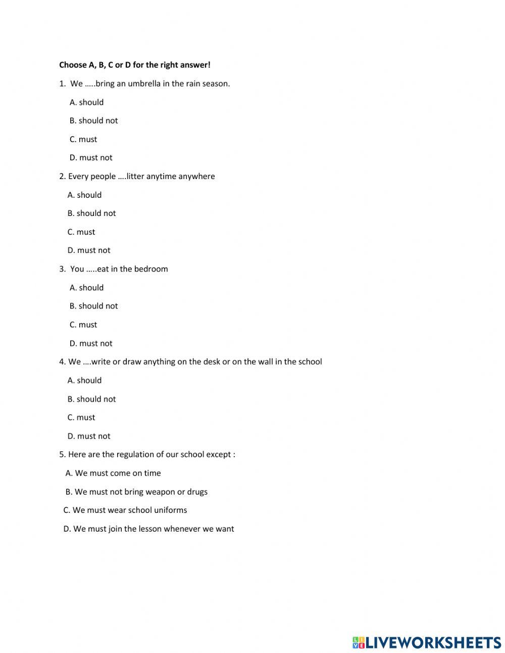 Obligation | Free Interactive Worksheets | 5150128