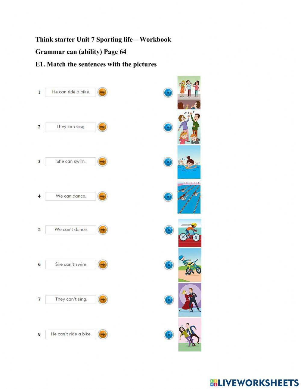 Think starter Unit 7 WB P64 worksheet | Live Worksheets