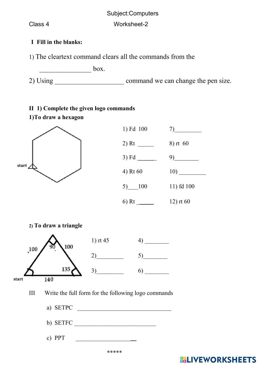 MSW LOGO Worksheet for 4 std 3360750 | shobhanaveen
