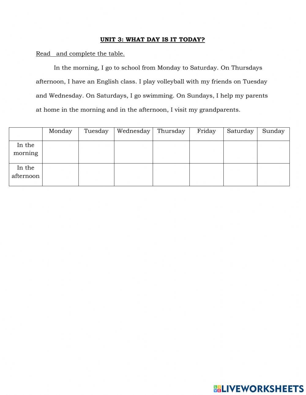 Unit 3 What Day Is It Today Interactive Worksheet Live Worksheets unit-3-what-day-is-it-today-interactive-worksheet-live-worksheets