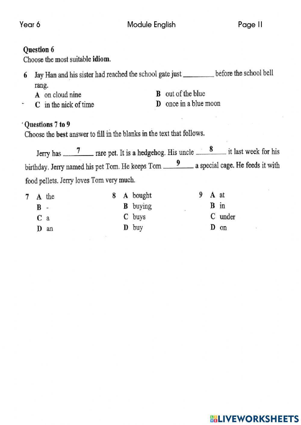 Year 6 Grammar … | Free Interactive Worksheets | 1347386