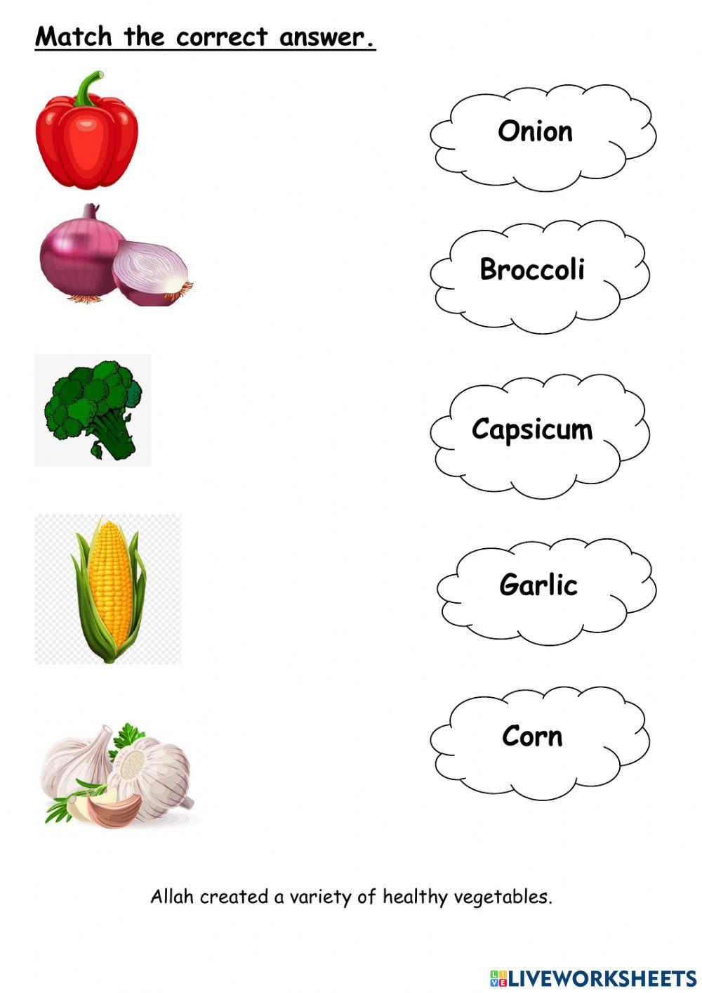 Vegetables online exercise for TADIKA | Live Worksheets