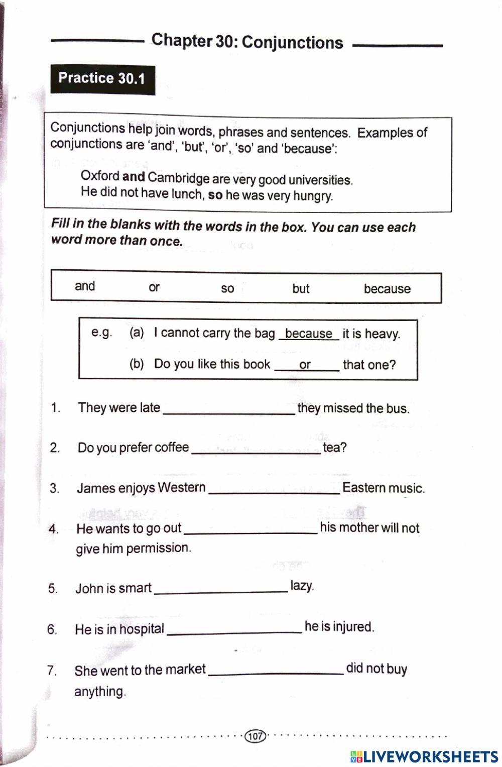 6702777 | P5 Conjunctions | sereneboo | LiveWorksheets