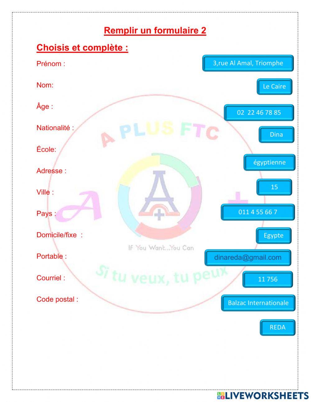 1348007 | Formulaire 2 | A Plus Center FTC