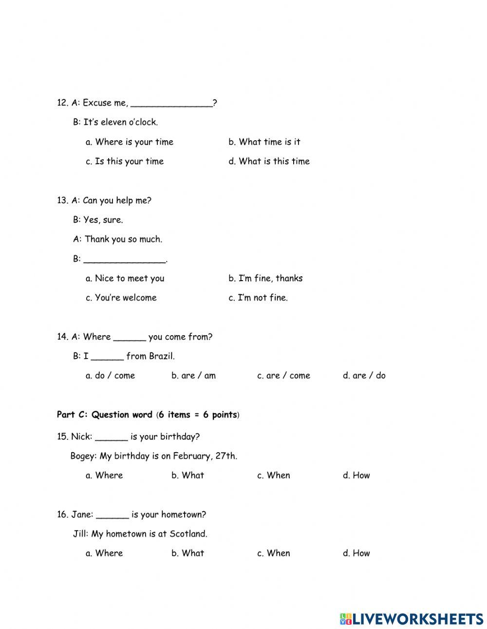 Final Exam M1 2011 | LiveWorksheets | 1464101