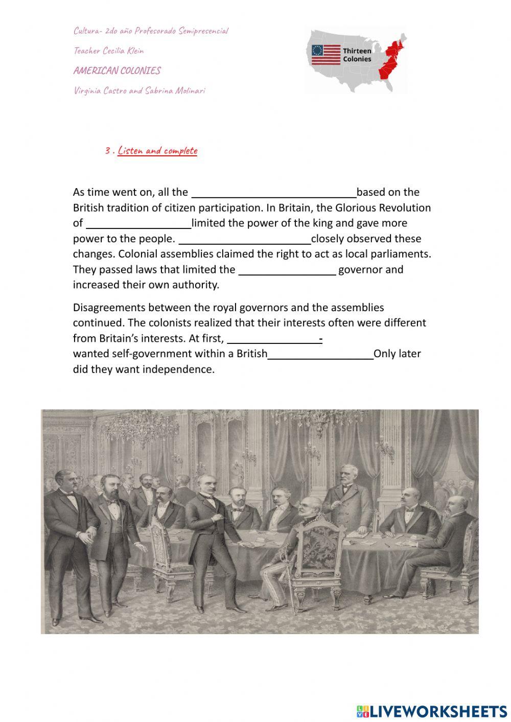 American Coloni… | Free Interactive Worksheets | 1464318