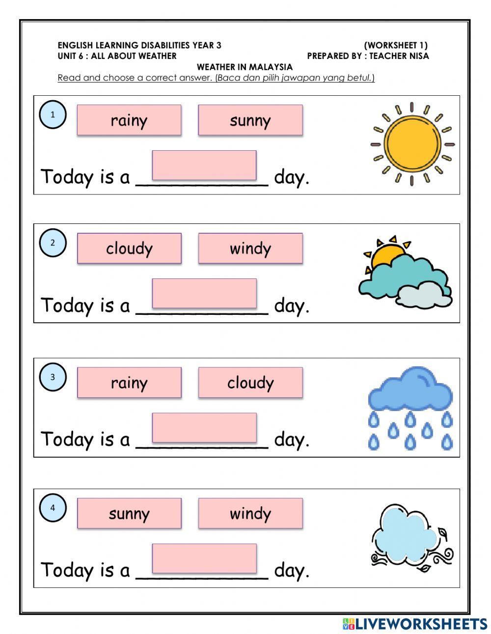 LW-Year3-Unit6-All About Weather-V1 worksheet | Live Worksheets