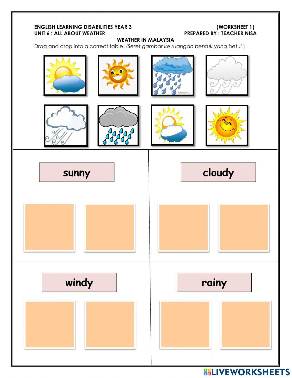 LW-Year3-Unit6-All About Weather-V1 worksheet | Live Worksheets