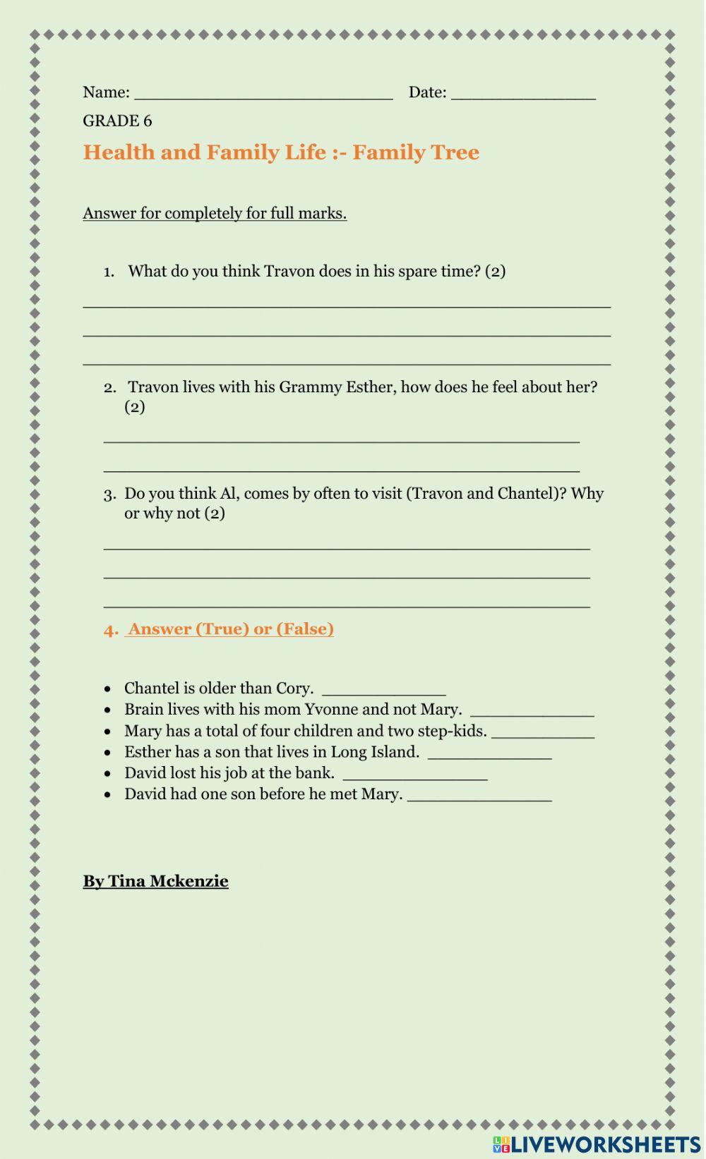 Family life interactive exercise | Live Worksheets