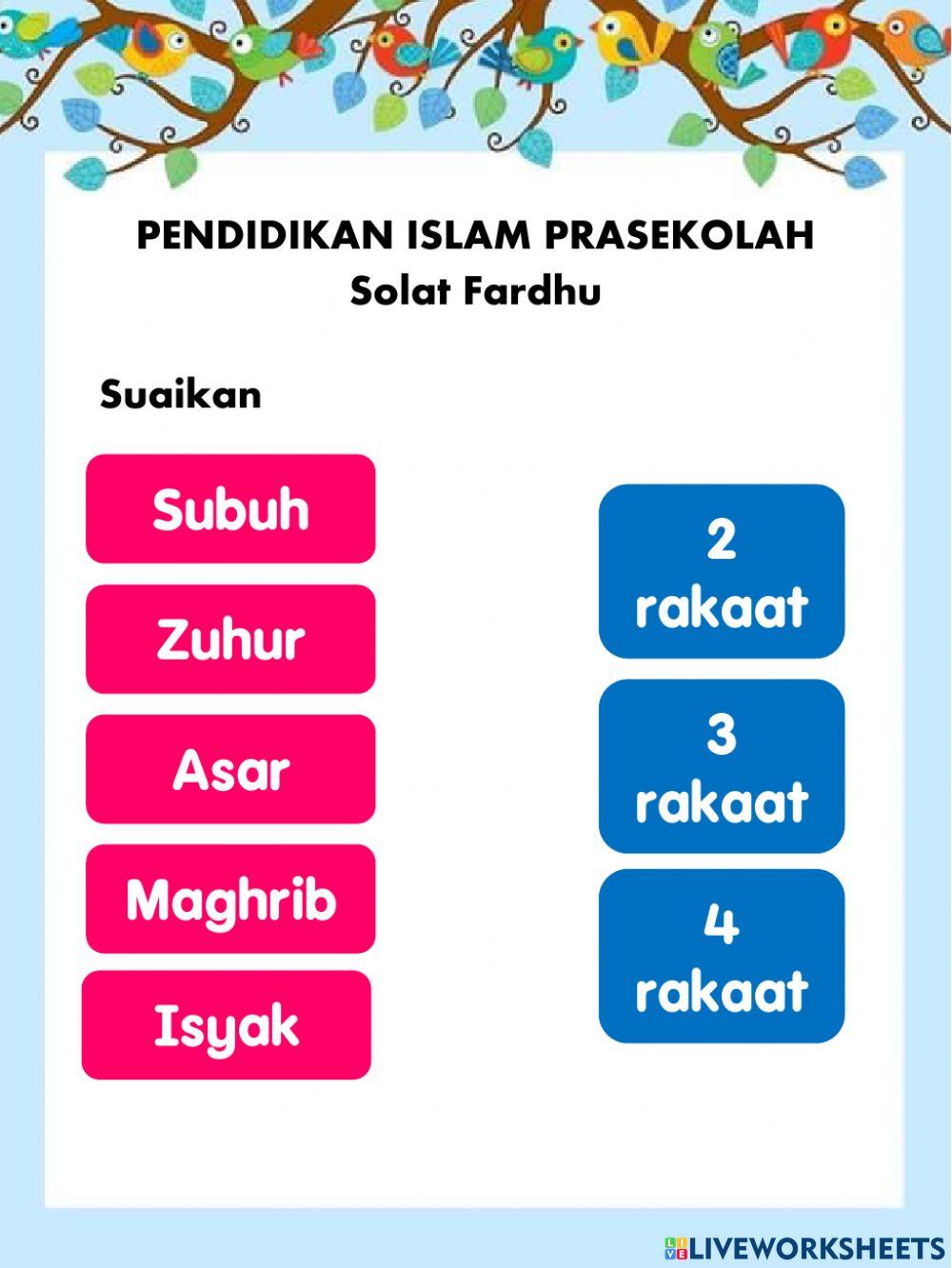 Solat Fardhu exercise for Prasekolah | Live Worksheets