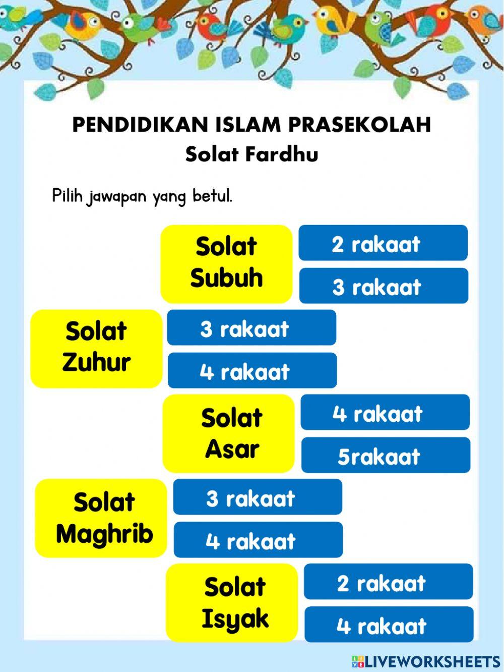 Solat Fardhu | Free Interactive Worksheets | 1464572
