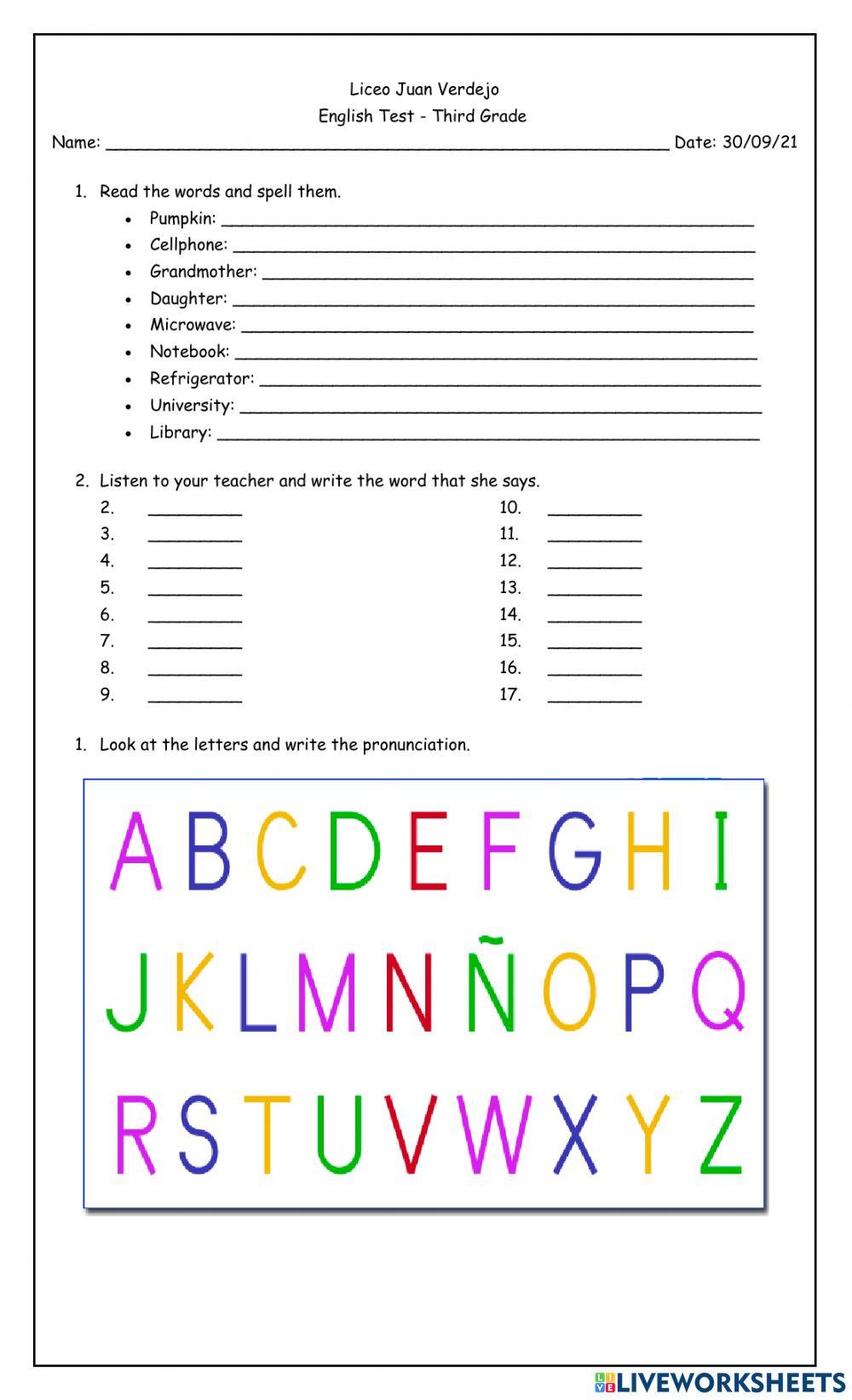 The alphabet online exercise for Third Level | Live Worksheets