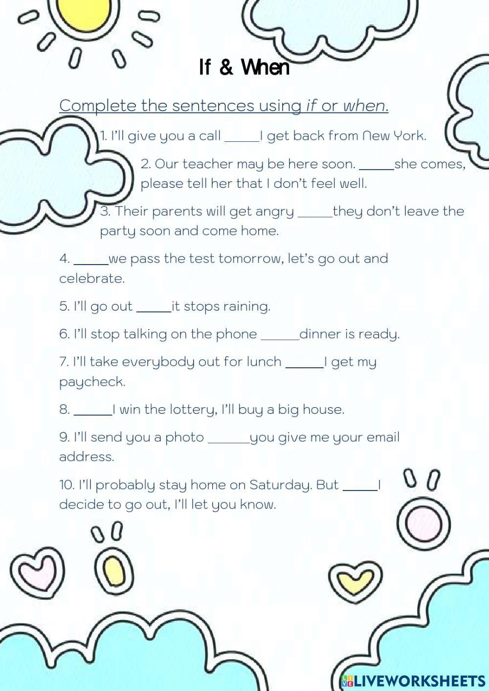 If & When | Free Interactive Worksheets | 1465654