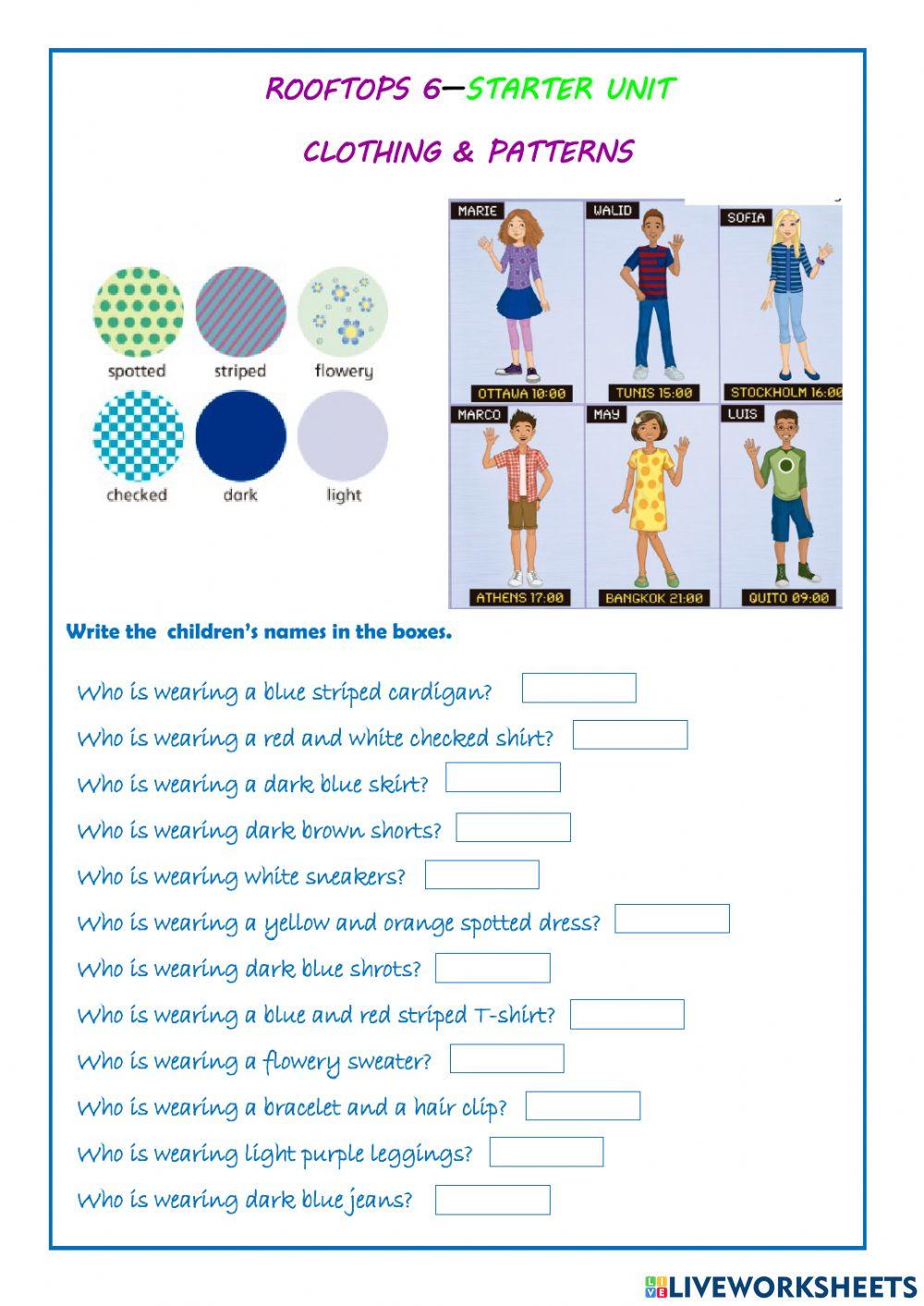 Clothes - Patte… | Free Interactive Worksheets | 1466313